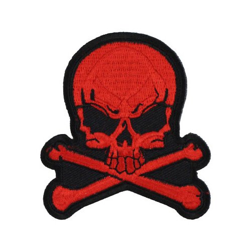 Small Red Skull Cross Bones Biker Patch | Gorilla Surplus